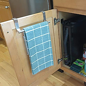 Evelots Towel Bar, Kitchen/Bathroom-2 PK- Over The Door Cabinet/Cupboard, Stainless Steel, Easy Install-No Tool