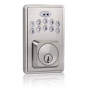 Probrico Keypad Lock, Electronic Deadbolt, Keyless Entry Door Lock with 100 Codes, Single Cylinder Smart Deadbolt Lock with Auto-Lock and Back-Lit, Easy to Install, Satin Nickel