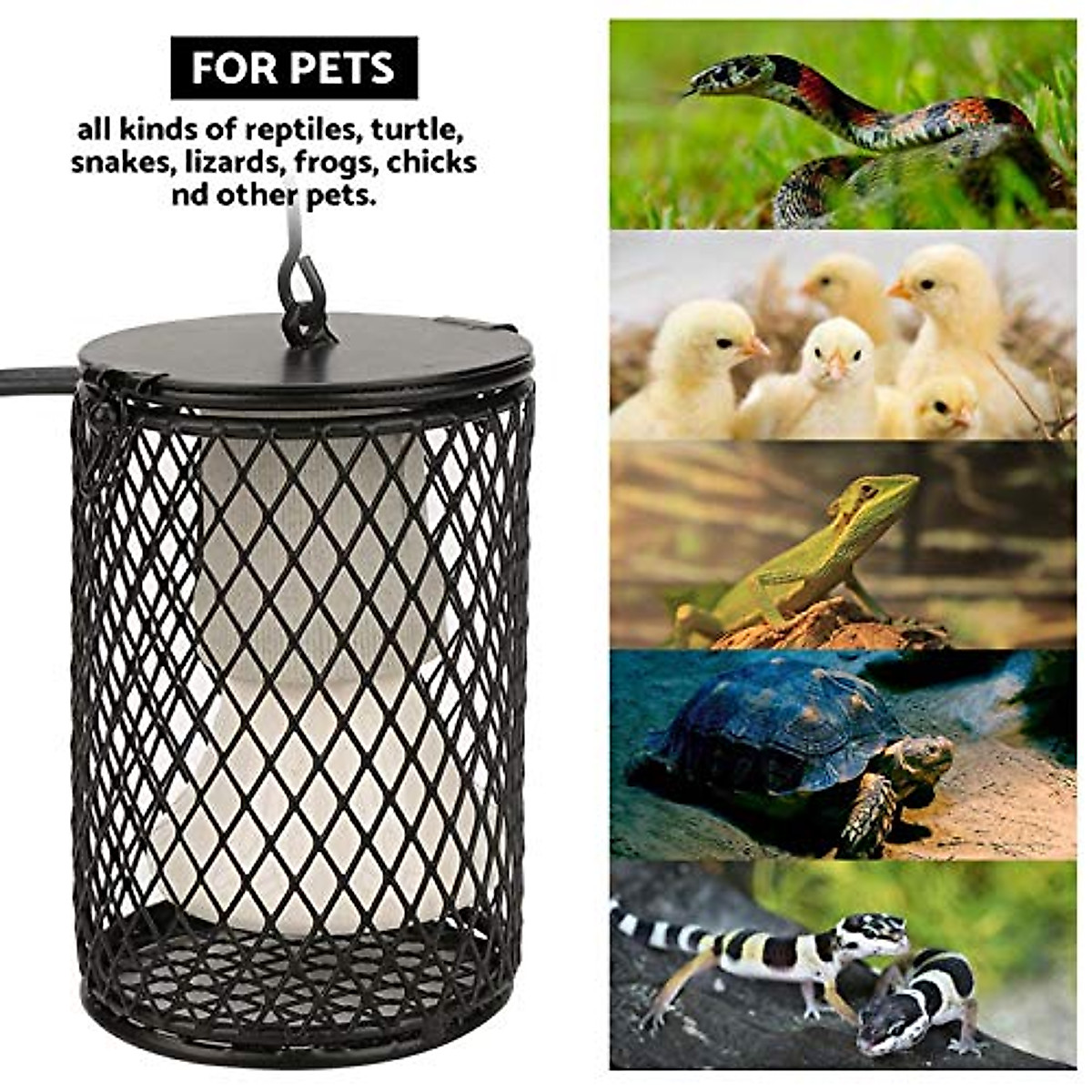 Heat Lamps, for Warming The Reptile, for Aquarium Home, No Harm, Soft Light, Reusable, Durable, for Lizard Snake Chameleon Turtle Bird Chicken, Wont Affect The Living Habits, 2 Colors (White)