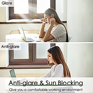 Homein Privacy Window Film, Frosted Glass Window Film for Bathroom, Non-Adhesive Static Cling Window Film Sun Blocking Reusable Decorative Door Covering for Home Office, 17.5" x 78.7"