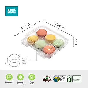 good natured Macaron Alternative Plastic Container Pack of 250, 6 Compartment Food Storage for Macaron Display, Candy & Cookie Packaging - Ideal for Parties & Events