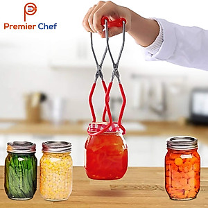 Premier Chef Canning Jar Lifter-Canning tongs- Safely remove any size canning jar from boiling water-Quality stainless steel