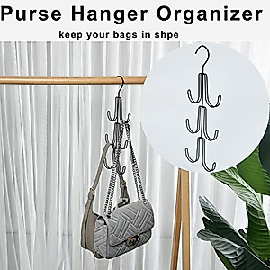 dineda 2PACK Purse Organizer for Closet Purse Hangers Bag Organizer Closet Bag Holder Handbag Storage Organizer Black