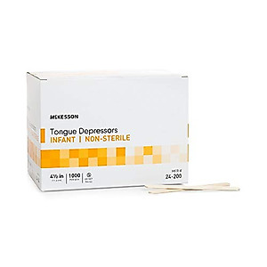 McKesson Tongue Depressors for Infants - Wood, Non-Sterile - 4 1/2 in, 1000 Count