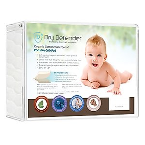 Organic, Waterproof Natural Quilted Fitted Portable/Mini Crib Pad Cover