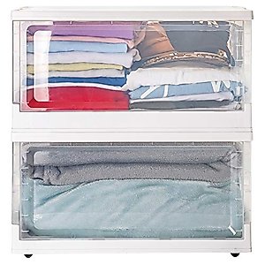 Homde 2 Pack X-Large Storage Bins with Wheels and Load up to 132lb, Collapsible Storage Box Containers Plastic Organizer with Lids & Handle for Home, Kitchen and Office