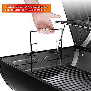 Coisien 27 inch Grill Ash Pan/Drip Pan for Chargriller 1224, 1324, 2121, 2222, 2727, 2828, 2929 Charcoal Grills, Grill Grates Replacement Part with 2pcs Fire Grate Hanger, Charbroil 17302056, APC508