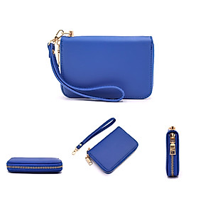 LOVESOME Womens Small Zip Around Wristlet Wallet(Royal Blue)