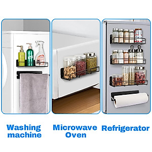 RedCall 5 Pack Magnetic Shelf with Magnetic Paper Towel Holder,Moveable Fridge Magnetic Spice Rack for Microwave Oven,Spice Jars Racks Holder,Magnet Kitchen Refrigerator Organization Storage