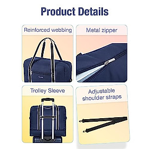 Foldable Duffle Bag for Travel, BAGSMART 31L Expandable Large Travel Bag for Women and Men, Weekender Overnight Bag Carry On Luggage for Travel Accessories(Black)