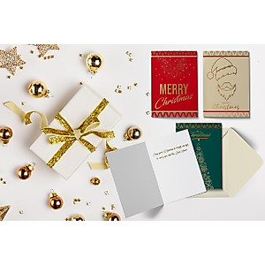 Better Office Products 50 Pack Christmas Cards with Gold Foil Iconic Images, 5" x 7", High Gloss, Gold Foil Interior Greeting, with 50 Envelopes, 50 Count Boxed Set