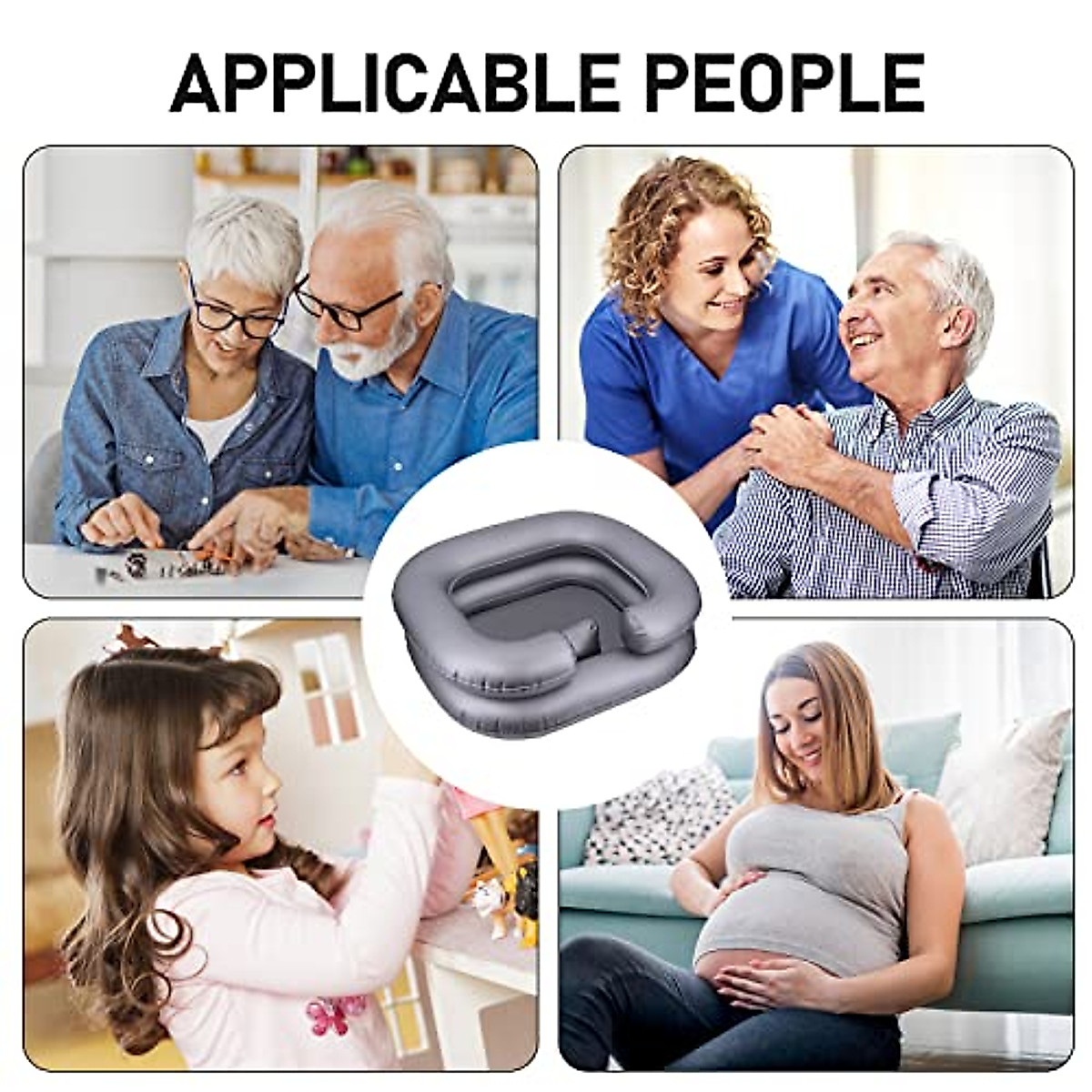 UOPIRHJ Portable Shampoo Bowl, Inflatable Hair Washing Sink for Bedridden, Disabled,Injured, Hair WashTub for Dreadlocks and at Home Sink Washing (Grey)