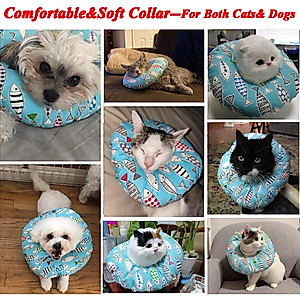 Andyrex Cat Recovery Collar Soft Adjustable - Cute Neck Cone After Surgery for Head Wound Healing Protective Cone After Surgery Elizabethan Collars for Cat and Puppy (Medium)