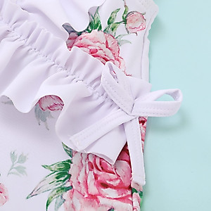 Baby Girl Swimsuit Infant Bathing Suits One Piece Swimwear Sleeveless Bikini Tankini Set Stirpe Bathing Suits for Girls 3-6 Months White