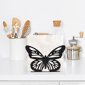 Napkin Holder, Butterfly Upright Napkins Holders for Tables, Black Cast Iron Vertical Tabletop Paper Napkin Holder Stand