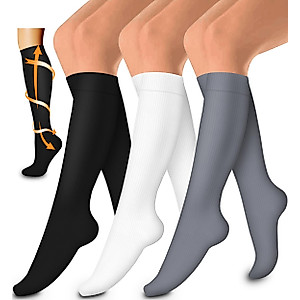 Laite Hebe compression socks,Black+White+Grey,S/M (3 pairs)