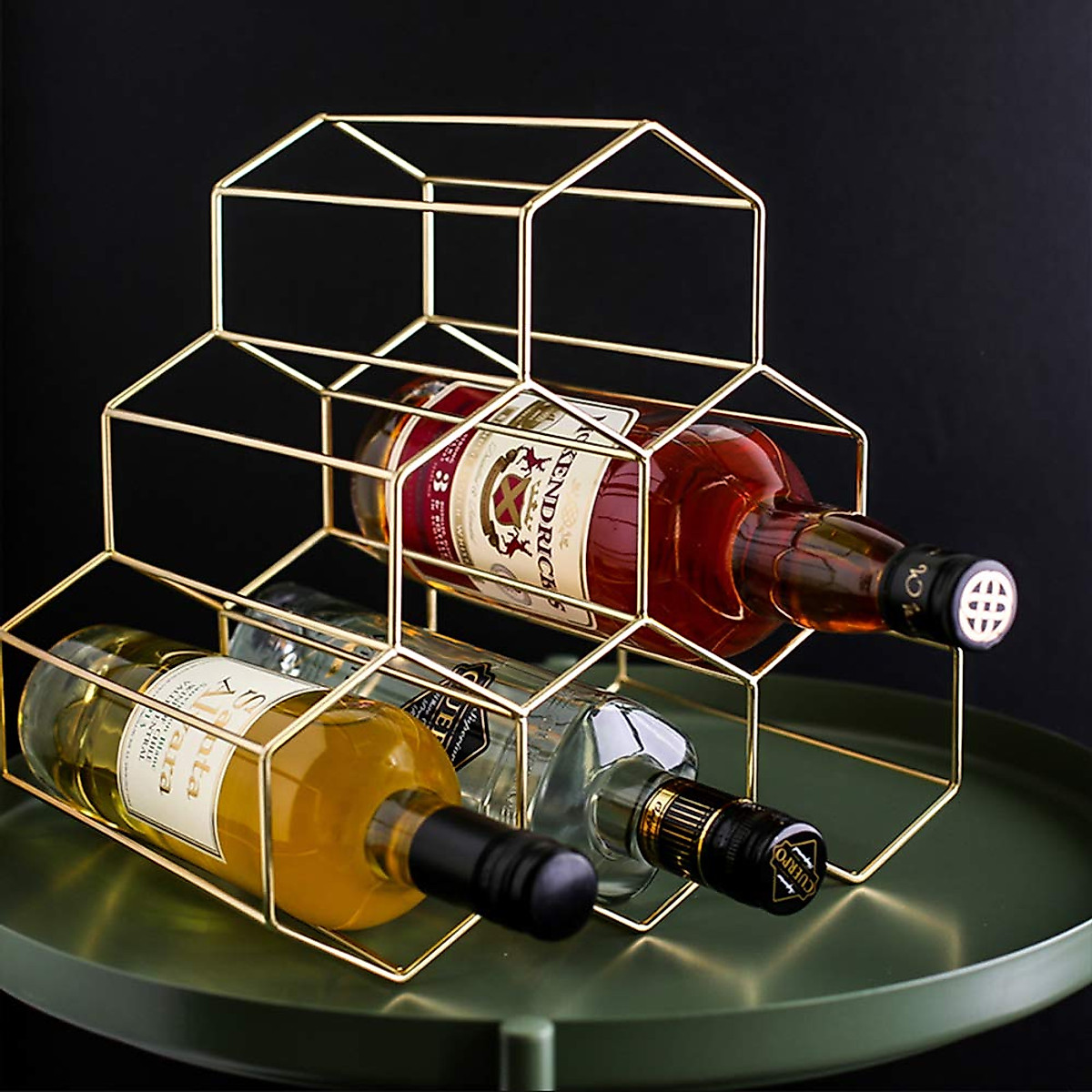 PENGKE Wine Rack Freestanding Wine Holder,6 Bottles Countertop Free-Stand Wine Storage Protector for Red White Wine
