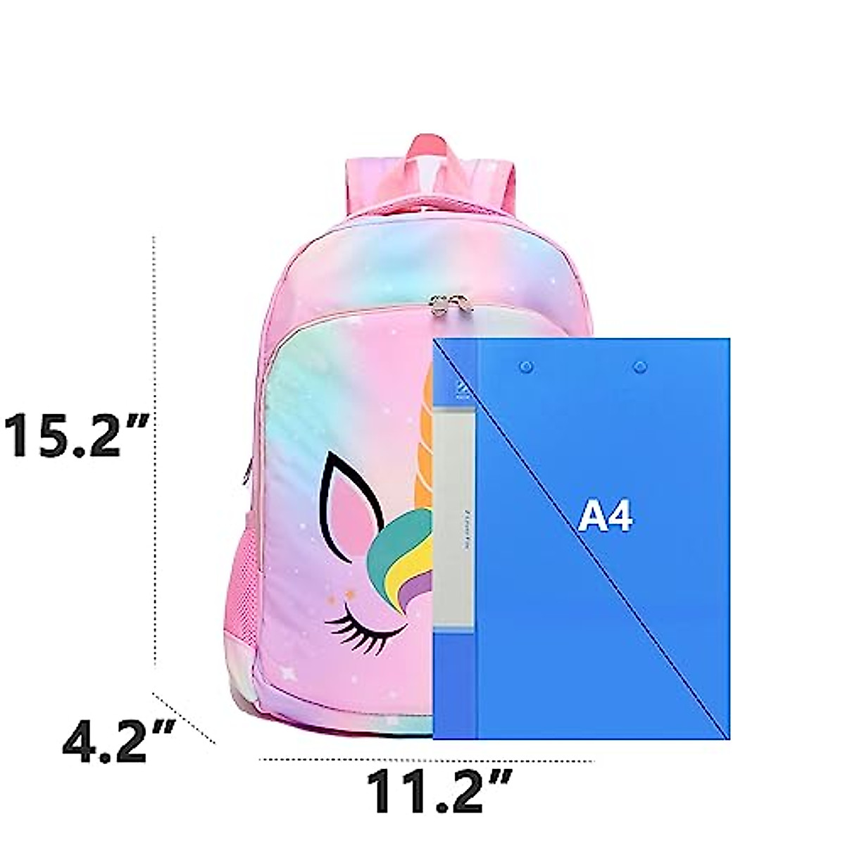 BIBDOO Kids Backpack for Girls with Insulated Lunch Box Toddler School Bag Set (Unicorn)