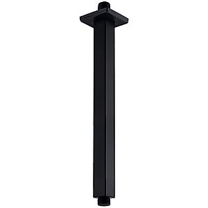 Anpean 12 Inch Square Ceiling Mounted Shower Arm and Flange, Matte Black