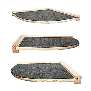 Purife Cat Hammock for Indoor Cat Wall Perch Set with 2 Steps, Wall Mounted Corner Cat Shelves, Cat Wall Bed with Climbing Steps, Wall Cat Climbing Shelf, Cat Scratching Post