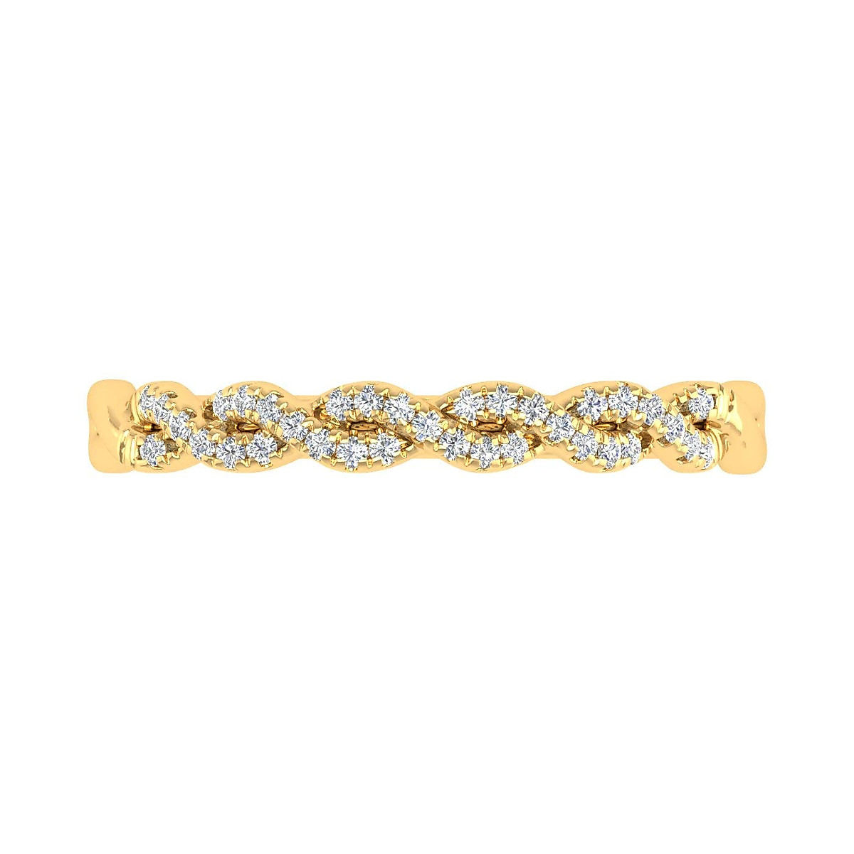1/10 Carat Twisted Diamond Wedding Band Ring in 10k Yellow Gold (Ring Size 11)