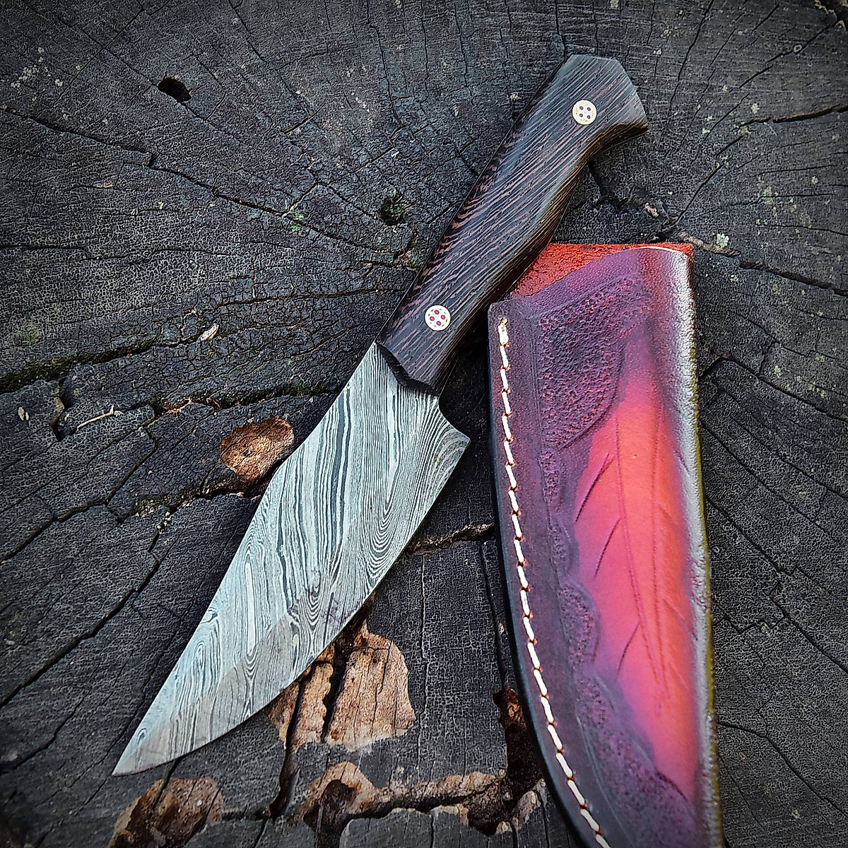 SHARD Hunting knife, Handmade Damascus Steel Hunting Knife, Hunting Knife with Sheath,Fixed Blade Knife with Sheath,BushCraft Full Tang Fixed Blade Hunting Knife, Camping Knife, Survival Knife