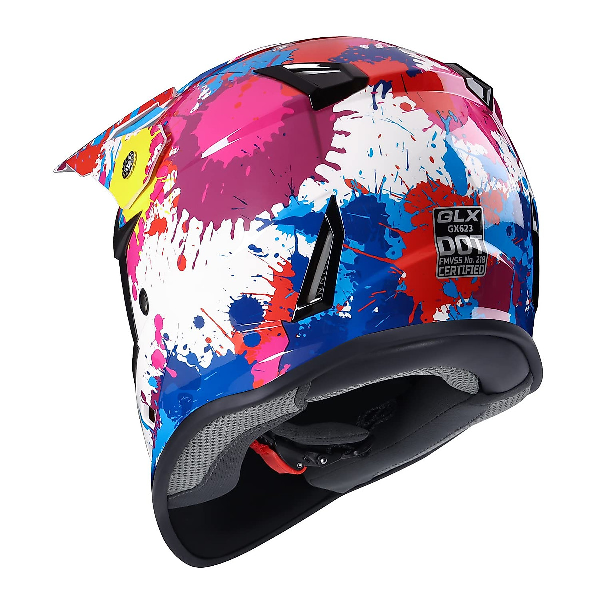 GLX GX623 DOT Kids Youth ATV Off-Road Dirt Bike Motocross MX Motorcycle Full Face Helmet Combo Gloves Goggles for Boys & Girls (Graffiti, X-Large)