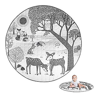 SH-RuiDu Baby Tummy Time Play Mat Forest Animal Baby Crawling Mat Cotton Play Pad 33.5in