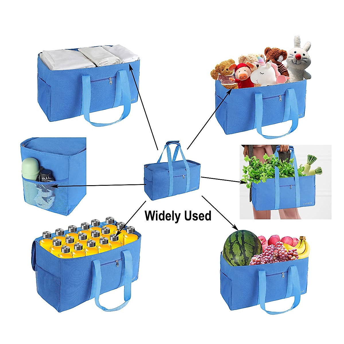 CACTIYE Reusable Grocery Shopping Bag Moving Bags for Space Saving Moving Storage For Beach, Pool, Laundry, Car Trunk