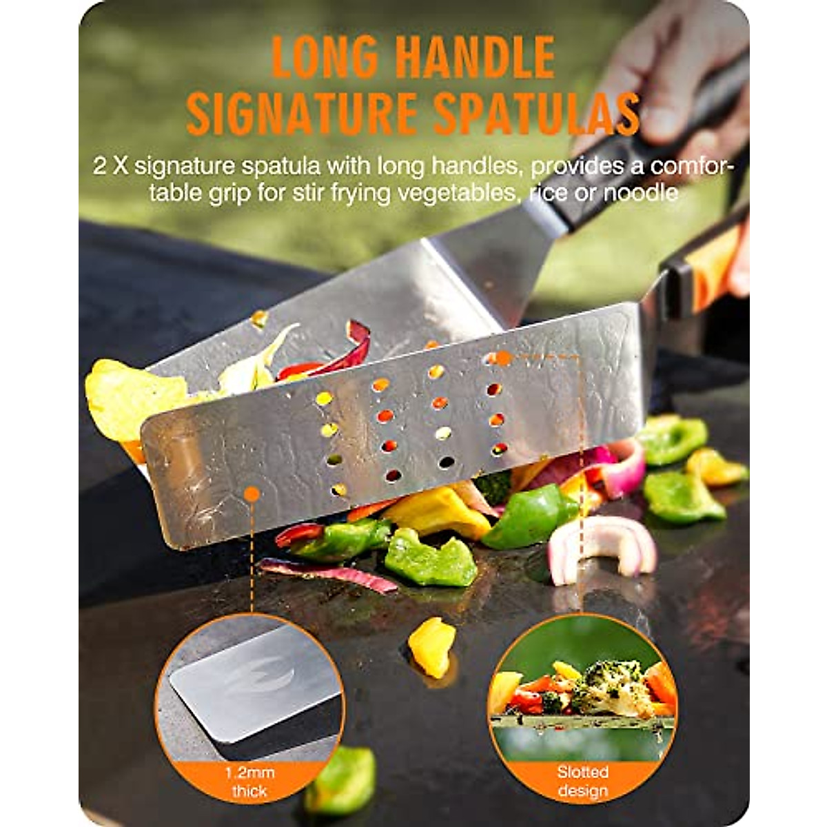 Advanced Griddle Accessories Kit for Blackstone, Melgrilot Flat Top Grill Accessories Set 9 Pcs with Reinforced Burger Spatula, Griddle Spatulas, Scraper, Professional Griddle Set for BBQ, Teppanyaki
