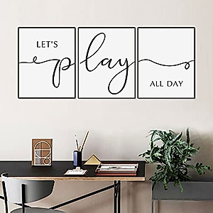 Let's Play All Day Wall Decor Playroom Game Room Wall Quotes Minimalist Poster Art Home Wall Decor Game Room Decor Gift, Set Of 3, UNFRAMED (11x14 inch)