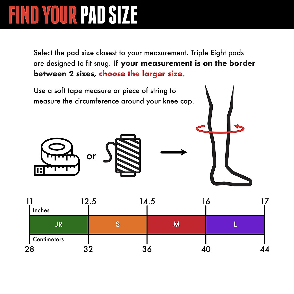 Triple Eight Street Knee Pads for Skateboarding with Adjustable Straps (1 Pair)