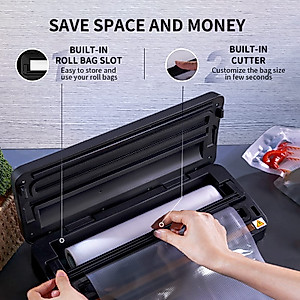 ALACRIS Vacuum Sealer Machine, Professional Full Automatic Food Sealer with LED Indicator and Dry & Moist Modes, Food Saver Vacuum Sealer Air Sealing System Preservation with Starter Kits and Cutter