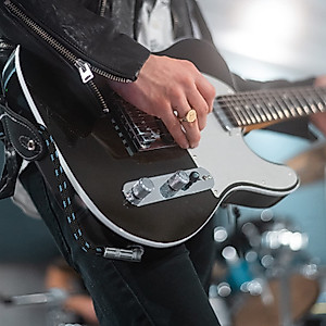 Sovvid Guitar Cable 10FT Professional Instrument Cable Electric Guitar AMP Cord Updated Version 1/4 TS Cable for Guitar Bass Mandolin Keyboard and Pro Audio, Right Angle to Straight (Black Blue)