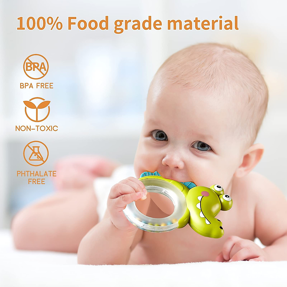 Bu-buildup 9 pcs Baby Rattle Teething Toys, Baby Rattles Toys, Infant Shaker with Storage Box, Grab and Spin Rattles for Newborn Girl Boy, Odorless Infant Toys for Babies 0-6-12 Months