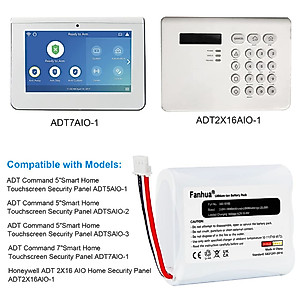 Fanhua Lithium-ion Battery 300-10186 for ADT Command Smart Security Panel ADT5AIO-1, ADT5AIO-2, ADT5AIO-3, ADT7AIO-1, Honeywell ADT2X16AIO-1, ADT2X16AIO-2, 3.6V/4.2V