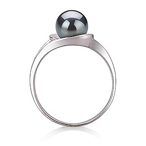 Clare Black 6-7mm AAA Quality Freshwater 925 Sterling Silver Cultured Pearl Ring For Women - Size-8