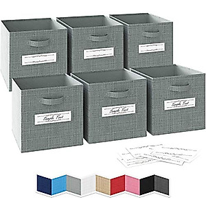 NEATERIZE 13x13x13 Large Storage Cubes - Set of 6 Storage Bins |Features Dual Fabric Handles | Cube Storage Bins | Foldable Closet Organizers and Storage | Fabric Storage Box for Home, Office (Grey)