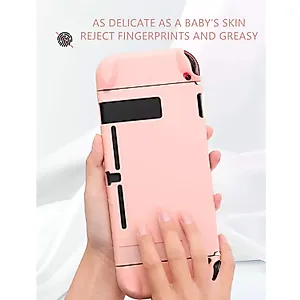 FANPL Pink Case for Nintendo Switch, Hard Shell Cute Protective Case Cover for Switch and Joy Con Controller with 2 Flower Thumb Grips - Comfortable Touch (Sakura Pink)