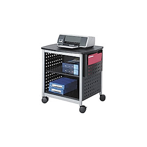 Safco 1856BL Scoot Printer Stand 26-1/2w x 20-1/2d x 26-1/2h Black/Silver