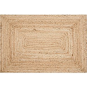 Natural Fiber Collection 2' x 3' Natural Handmade Farmhouse Premium Jute Accent Rug (0001)