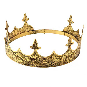 JORCEDI Crown Hair Jewelry Royal King Diadem Men Metal Big Tiaras For Wedding Halloween Costume Birthday Hair Accessories (Dark Gold)