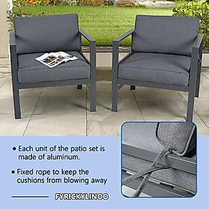 FYRICKYLINOO 2 PCS Aluminum Modern Outdoor Patio Club Chair Set, Grey Cast Aluminum, All-Weather, Sectional Sofa, 27.6*25.2*25 inches, 400 lbs, Grey, Resistant, Sturdy, Waterproof