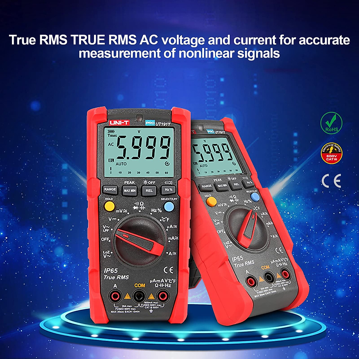 UNI-T UT191T Professional Multimeter IP65, 2m Drop Proof CE/GS/cTUVus Certified multimeter CAT III 600V