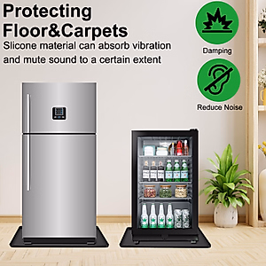 Mini Fridge Silicone Mat with Raised Edge, 24"x 24" x 0.8" Mini Fridge Mat for Mini Fridge Freezer Protect From Appliance Leaks Water Spills, Under Refrigerator Mat Easy to Clean (Black)