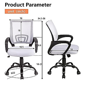 BestOffice Office Chair Ergonomic Desk Chair Mesh Computer Chair Lumbar Support Modern Executive Adjustable Stool Rolling Swivel Chair for Back Pain,White