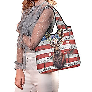 Women's Tote bag Shopping Bags Reusable Grocery Tote Bags Large Reusable Shopping Bags Tote Bags Shoulder Bags,Animal flag