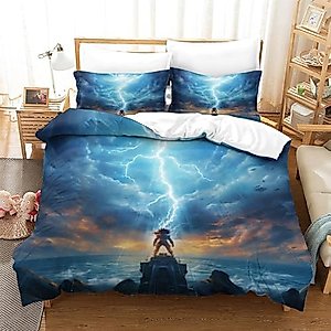 Lightning 3D Christmas Bedding Set for Kids Boys and Girls Duvet Cover Bedding Print with Pillowcase Twin（173x218cm）