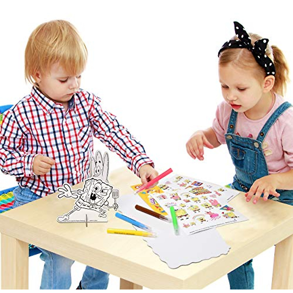 Gift Boutique SpongeBob Squarepants Coloring and Activity Tin Box, Crayons Stickers Mess Free Craft Kit for Toddlers Boys Girls Kids, Bookmark Included