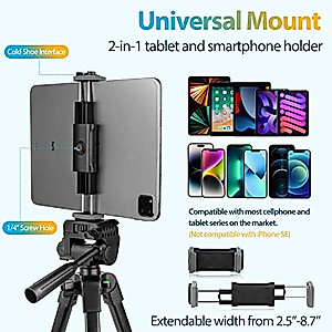 Aureday Phone Tripod Stand, 64” Extendable Cell Phone&Camera Tripod with Wireless Remote and Phone Holder, Aluminum iPad Tripod for Video Recording/Selfies/Live Stream/Vlogging